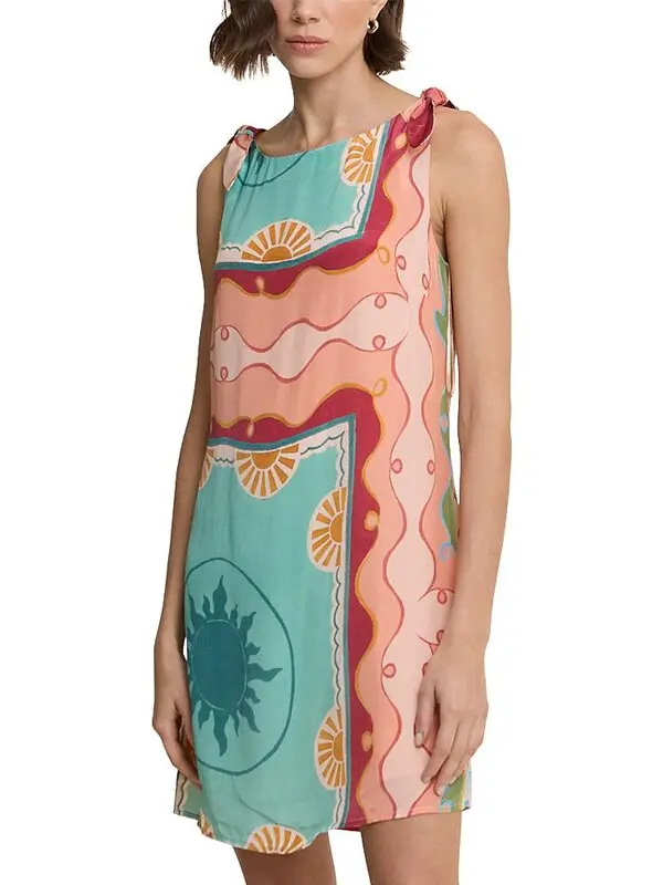 NOBODY'S CHILD Lilly Mini Dress With Printed Pattern And Tie Shoulders - Open Miscellaneous