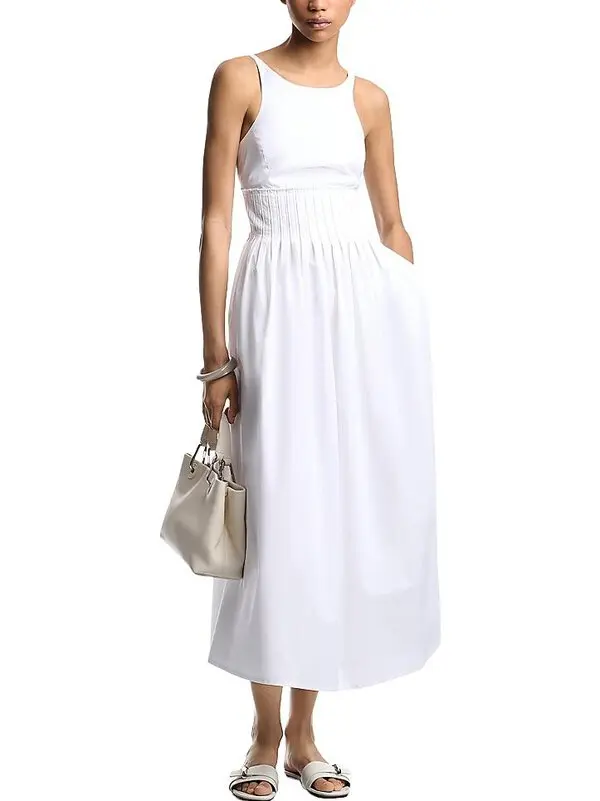 Emporio Armani Smocked Waist Midi Dress - Vanilla