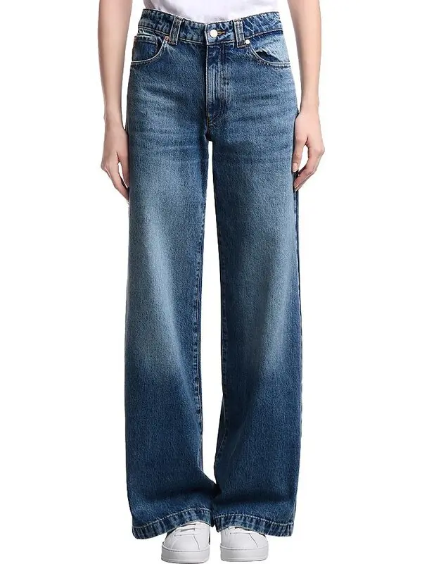 Emporio Armani High Rise Wide Leg Jeans - Dark Blue Denim