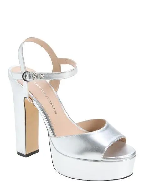 STUART WEITZMAN Reade Platform Sandal - Silver