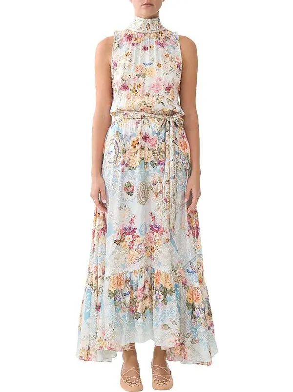 Camilla Silk Tie Neck Maxi Dress - A Taste For Lace