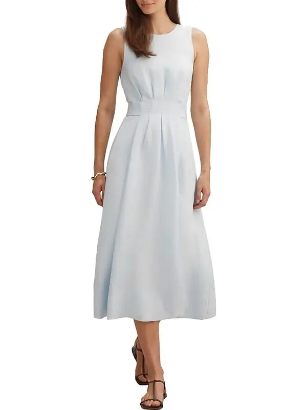 EVER NEW Rosie Linen Sleeveless Tuck Midi Dress - Cooling Spray
