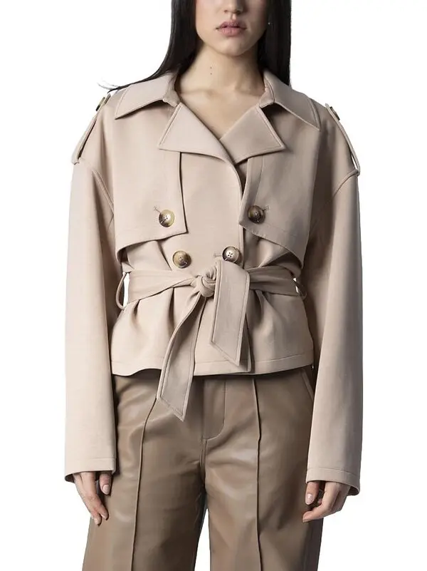 BLUE REVIVAL Cropped Scuba Trench - Camel