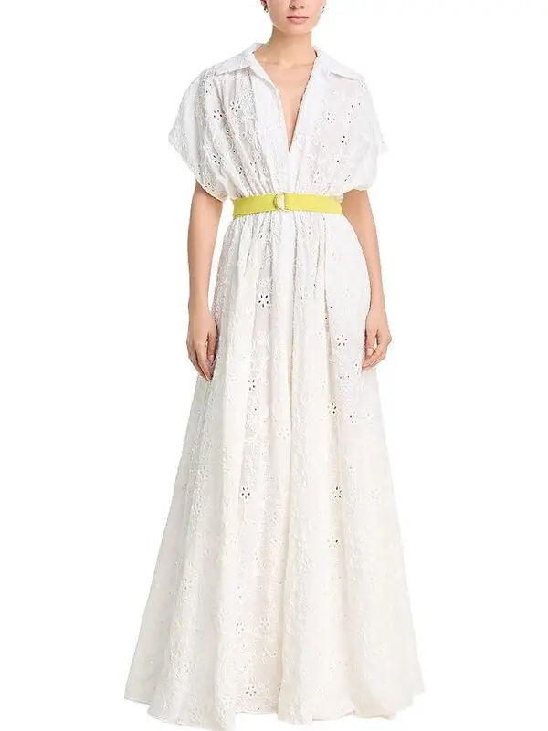 Norma Kamali Oversized Boyfriend Neck Shirt Flared Gown - Snow White
