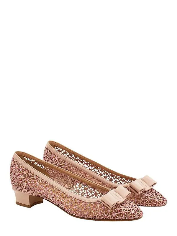 FERRAGAMO Vara 2.0 Lace Flats - Dusty Pink