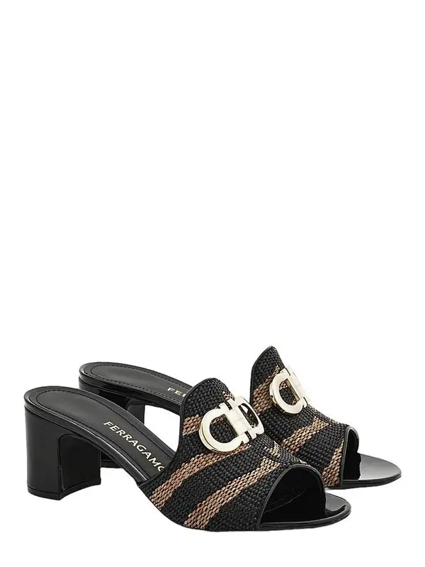 FERRAGAMO Rexy 55 Slide Sandals - Naturale/nero