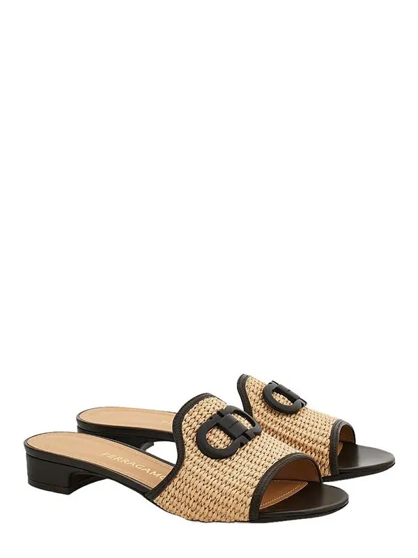 FERRAGAMO Rexy 20 Slide Sandals - Naturale