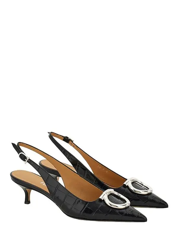 FERRAGAMO Sara 40 Pointed Slingback Pumps - Nero