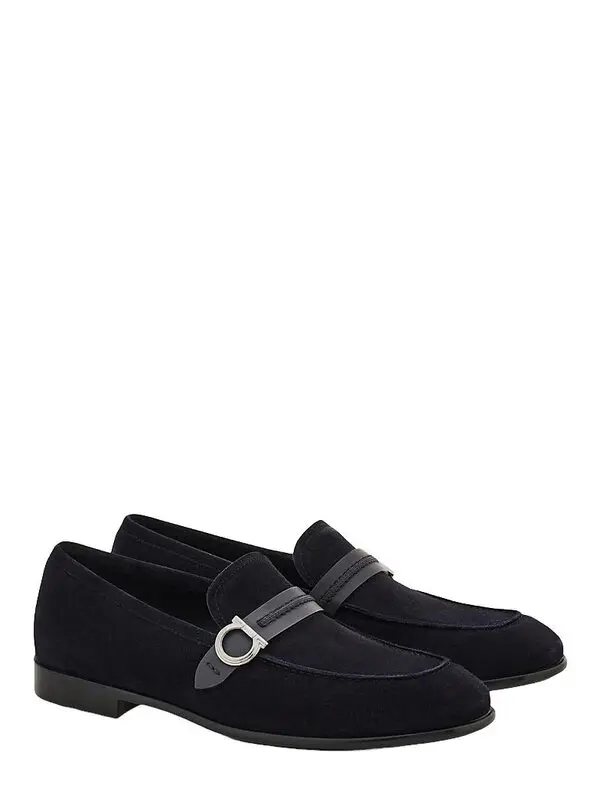 FERRAGAMO Gancini Moccasin Loafers - Navy