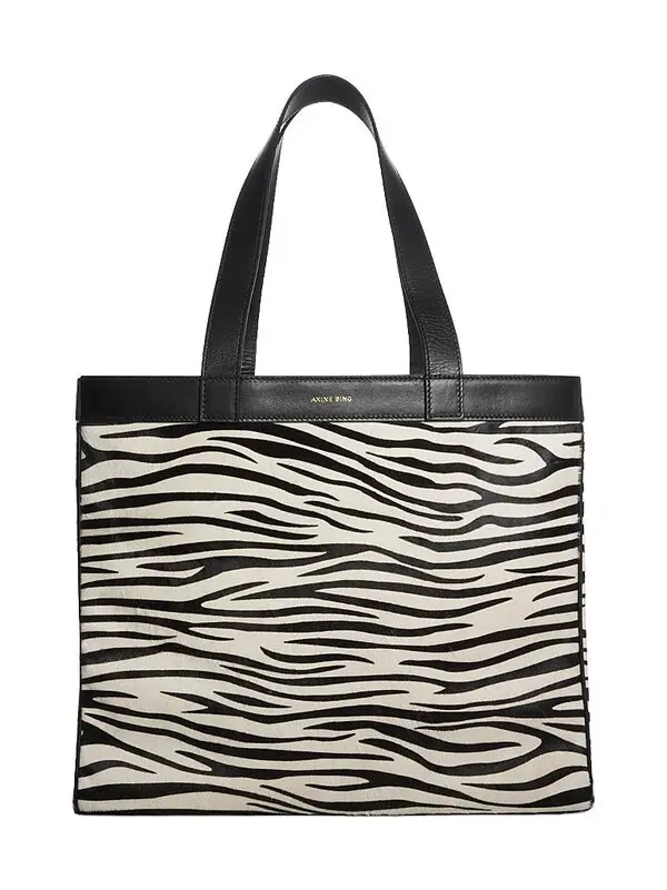 ANINE BING Zebra Leather Tote Bag - Print