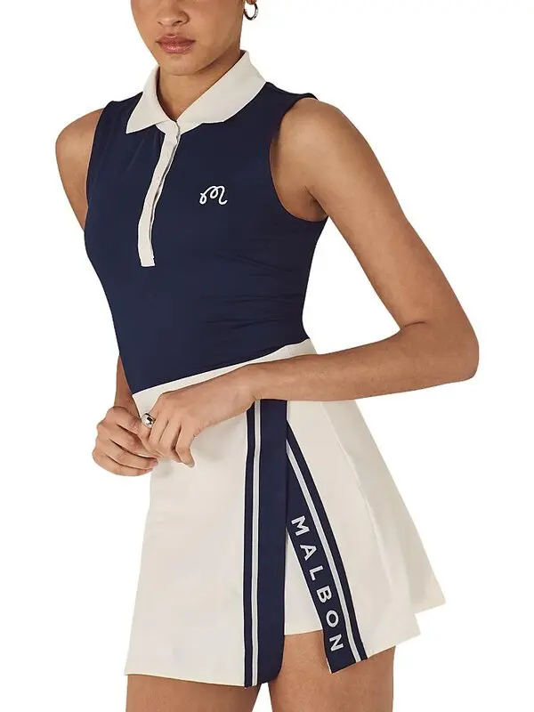 MALBON Claudia Sleeveless Polo Shirt - Navy
