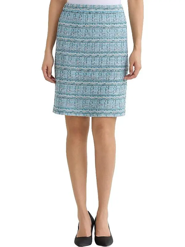 Ming Wang Tweed Knit Straight Skirt - Serene,nebula,limestone,black,white