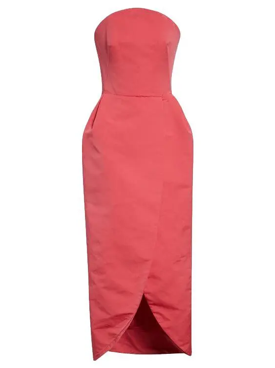 Oscar De La Renta Strapless Faille Gown - Guava