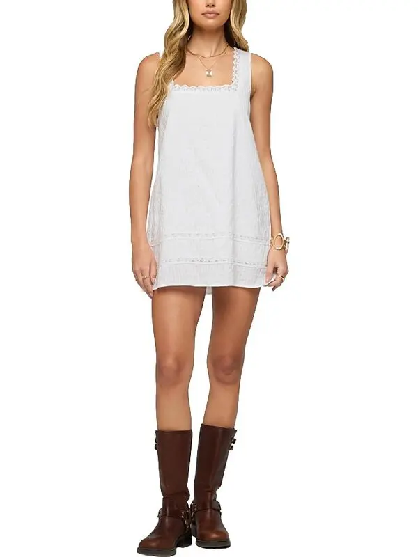 EDIKTED Doroh Lace Trim Mini Dress - White