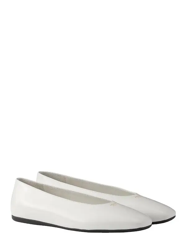 Prada Brushed Leather Ballerinas - White