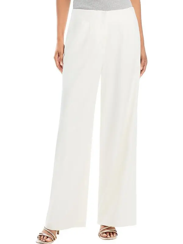 Donna Karan New York Pleated Wide Leg Pants - Cream