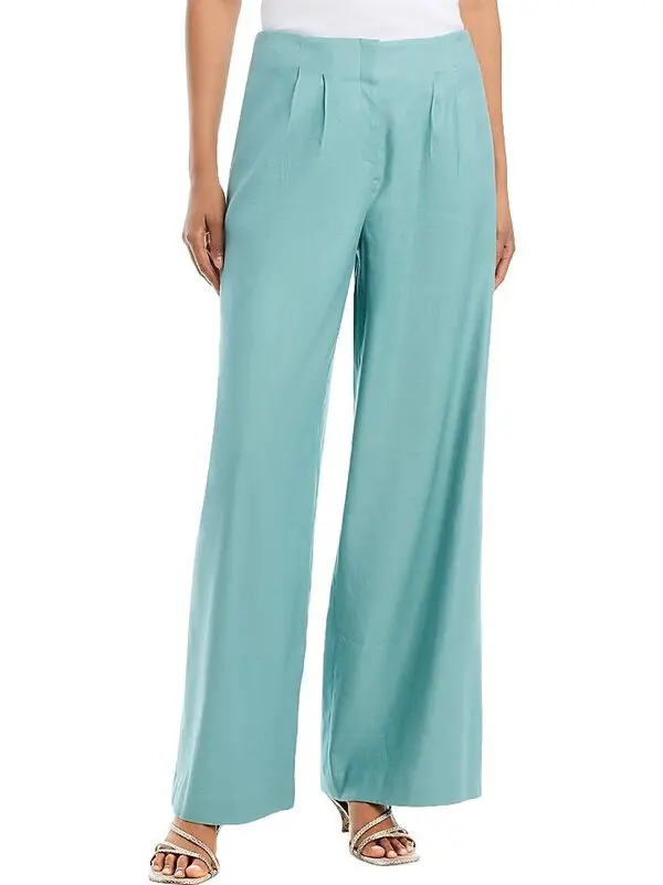 Donna Karan New York Pleated Wide Leg Pants - Waterlily