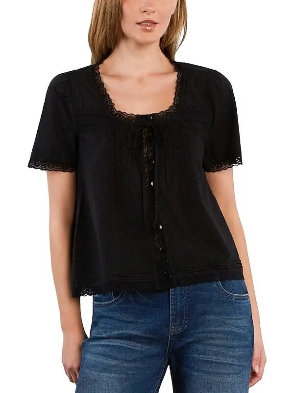 BILLY T Juliet Cottage Lace Top - Black Beauty