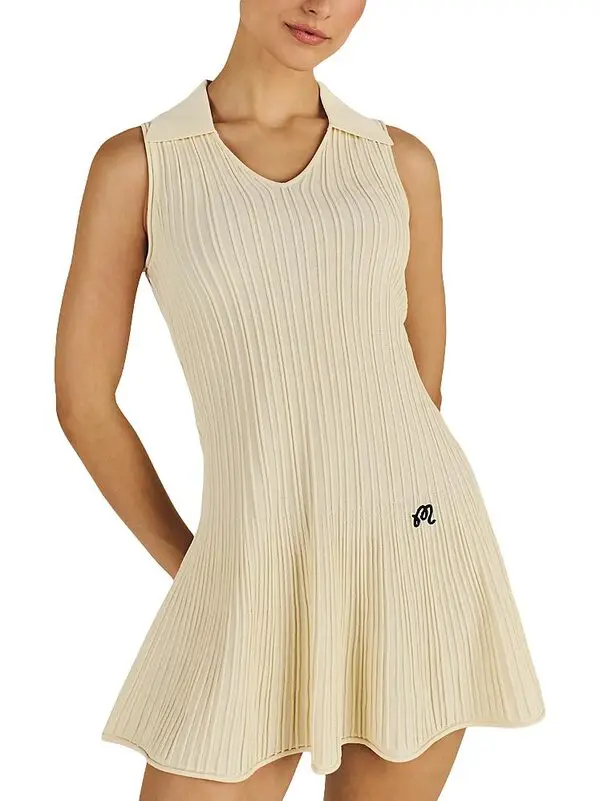 MALBON Selena Knit Dress With Collared Neckline - Cream