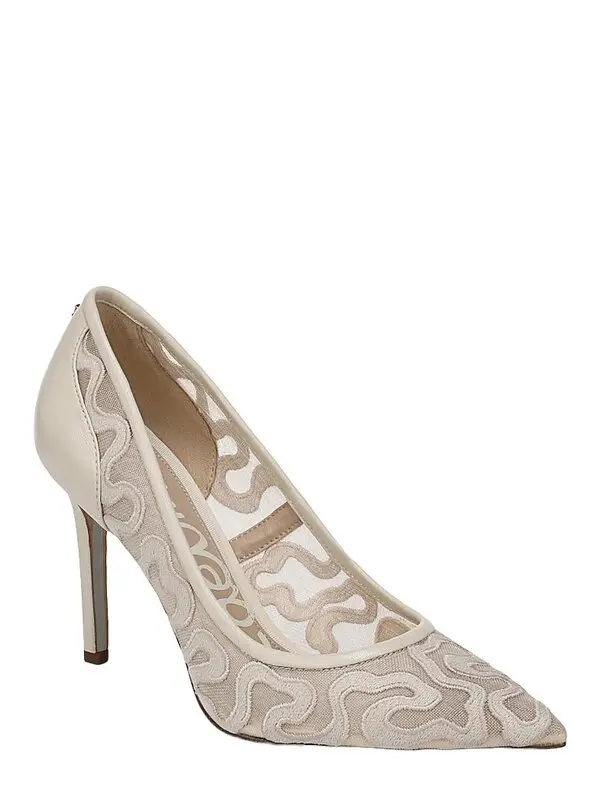 Sam Edelman Hazel Mesh Pointed Toe High Heel Pumps - Modern Ivory