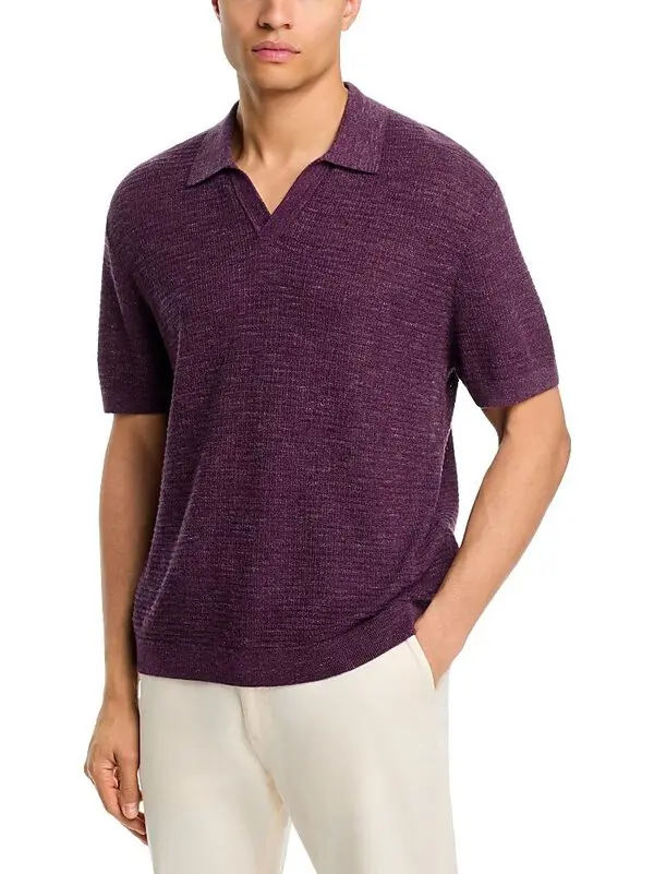 Theory Brenan Polo In Neo Pacific Linen - Grapevine