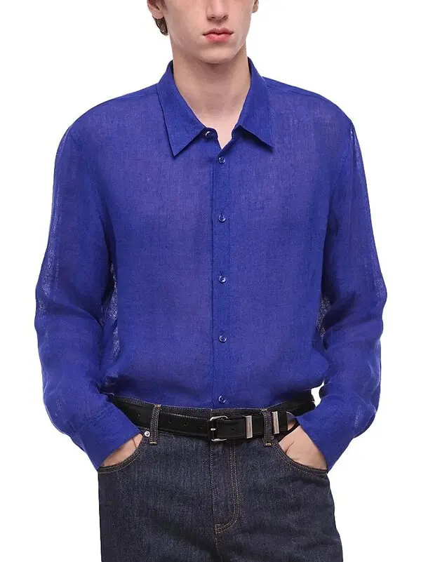 Helmut Lang Relaxed Fit Gauze Shirt - Cobalt