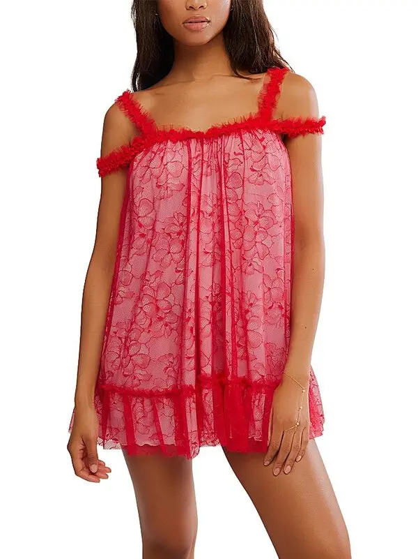 Free People Heartbreaker Mini Slip - Luxe Red Combo