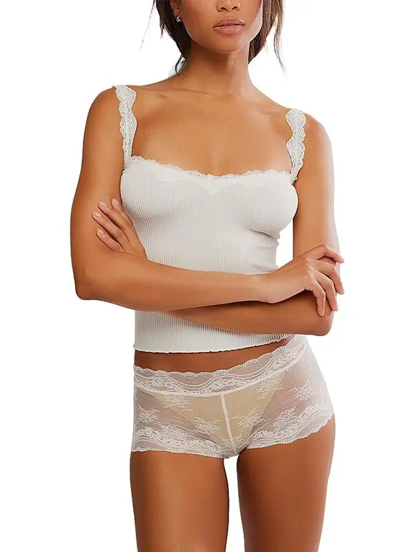 Free People Lace Trimmed Shorties - White Alyssum