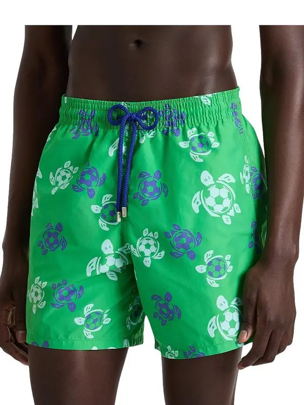 Vilebrequin Moorea Swim Shorts With Soccer Turtle Print - Green