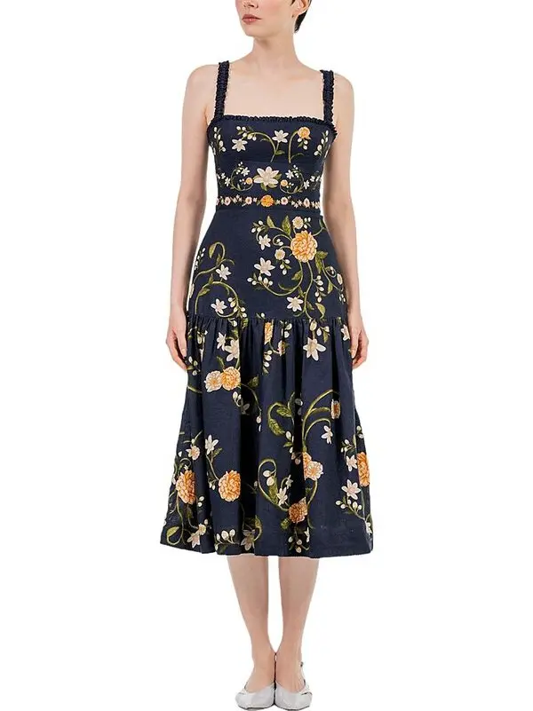 Agua Bendita Floral Midi Dress - Multicolor