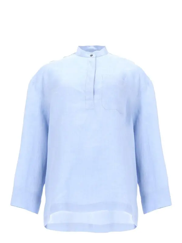 Max Mara S Linen Shirt - Azure