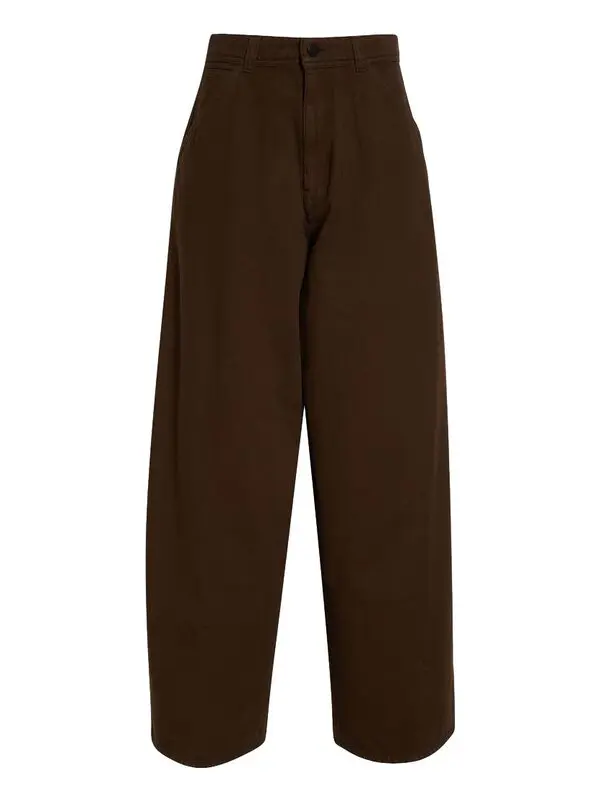 LEMAIRE High Waisted Wide Leg Cotton Twill Pants - Cacao
