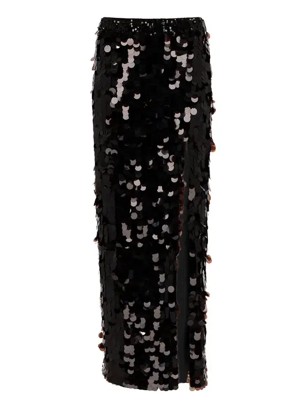 P.a.r.o.s.h Gonna Con Macro Paillettes Skirt - Brown