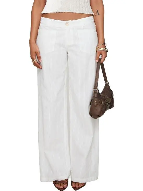 Princess Polly Vendi Low Rise Wide Leg Pants - White