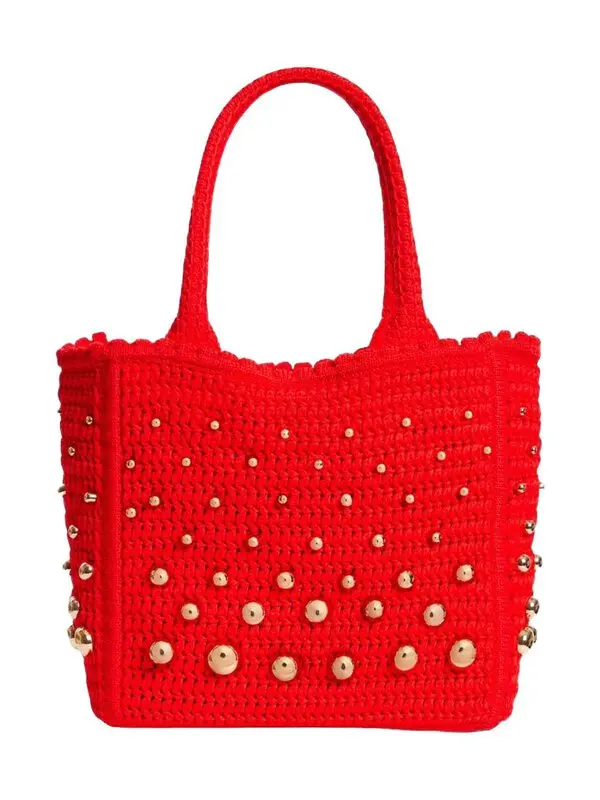 Sandro Studded Crochet Bag - Red
