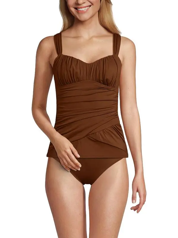 LANDS' END Slenderlite Sweetheart Shirred Tankini - Acorn