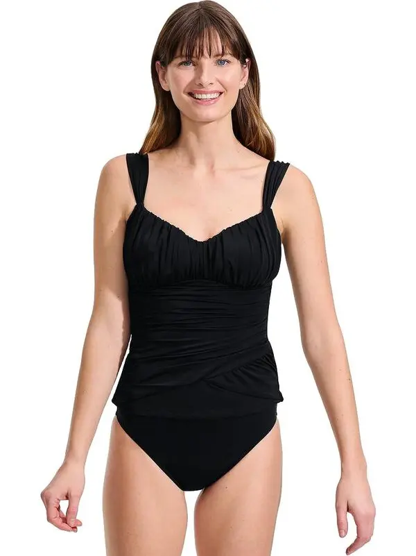 LANDS' END Slenderlite Sweetheart Shirred Tankini - Black