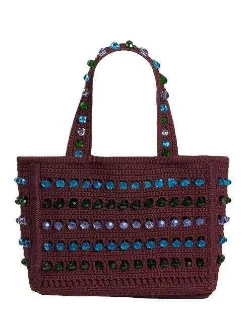 Sandro Beaded Crochet Bag - Brown