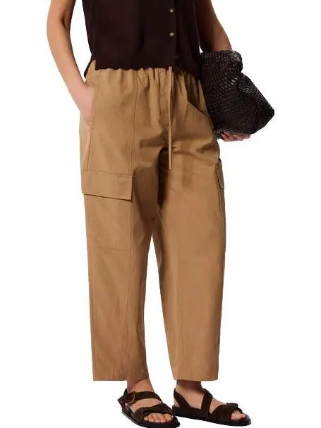 Whistles Utility Cotton Barrel Trouser - Neutral