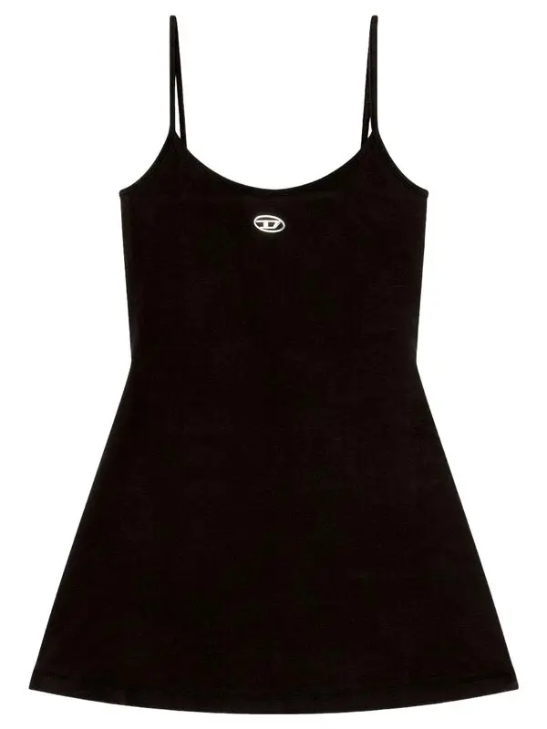DIESEL® Organic Cotton Mini Dress With Logo Detail - Black