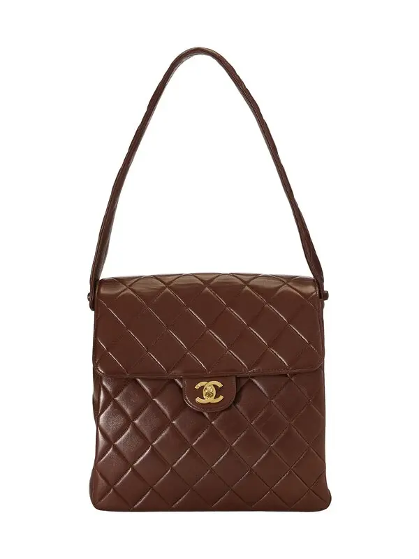 Chanel Quilted Lambskin Double Flap Bag - Brown