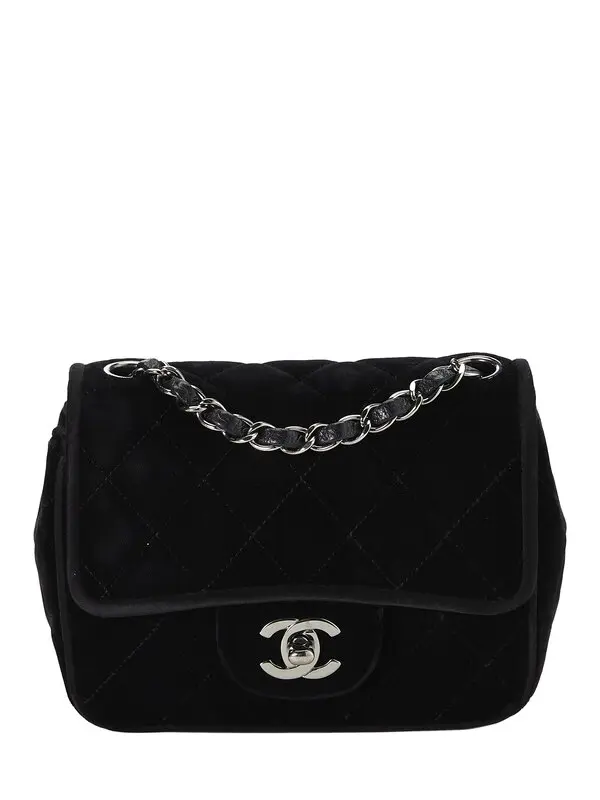 Chanel Quilted Velour Half Flap - Black