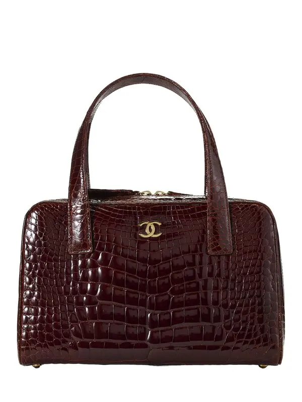 Chanel Brown Crocodile Bowler Bag - Burgundy