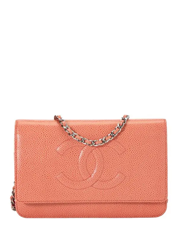 Chanel Caviar Timeless Wallet On Chain - Orange