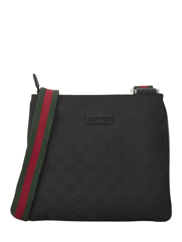 Gucci Gg Web Strap Messenger Bag - Black