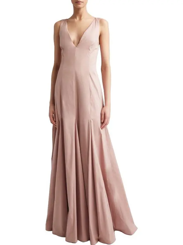 Bernadette Aurelia V-neck Stretch Mermaid Gown - Dusty Pink