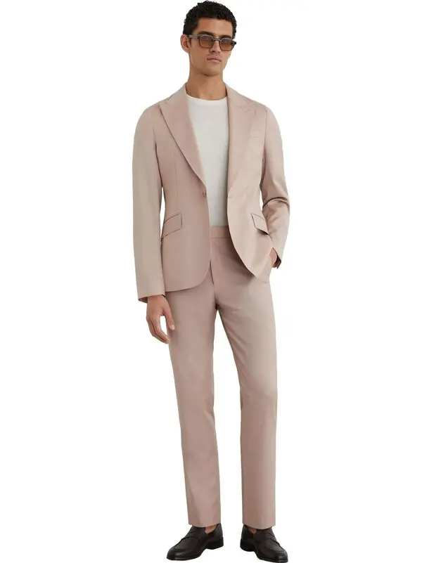 REISS United Wool Suit Tailored-fit Trousers - Dusty Pink