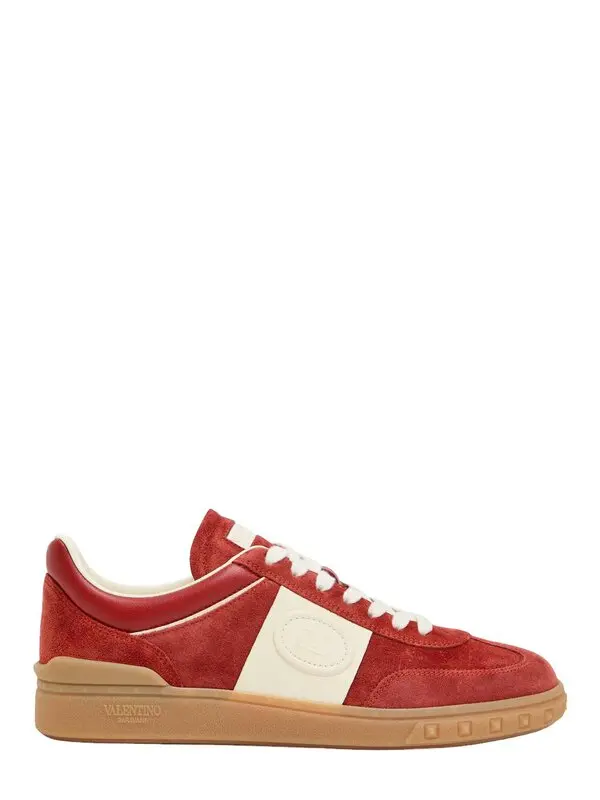 Valentino Garavani Suede Paneled Sneakers - Red