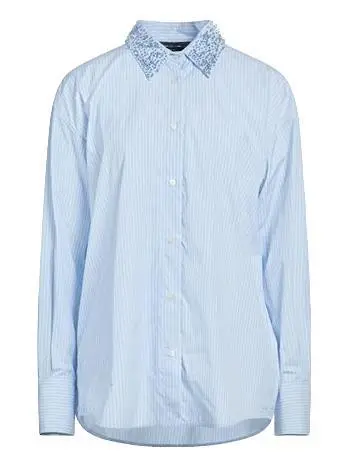 Fabiana Filippi Striped Cotton Shirt With Embellished Collar - Blue