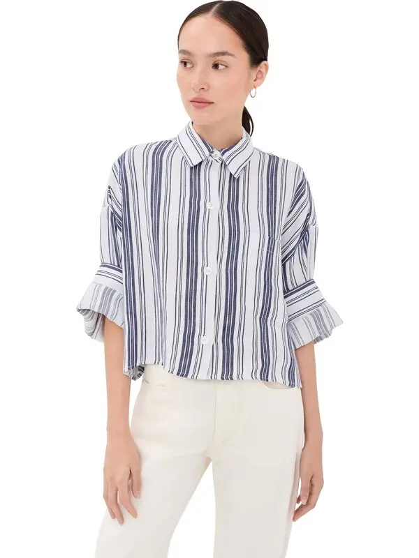 TWP Striped Hemp Shirt - Ivory / Navy